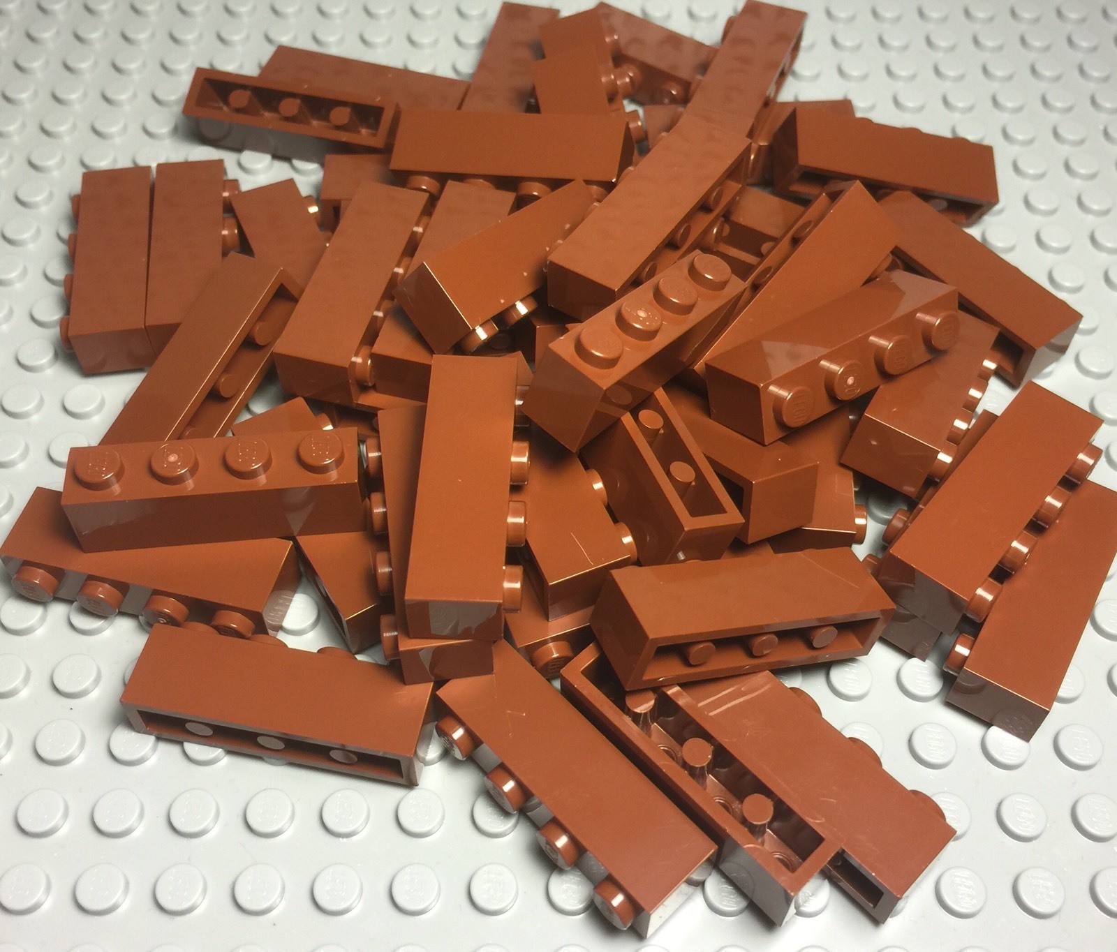 Lego 100 Pieces Reddish Brown 1x4 Brick / Standard Building Bulk Bricks ...