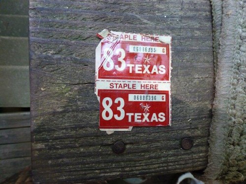 TEXAS LICENSE PLATE RENEWAL STICKERS-1983-#06886396-Pair-Red & White ...