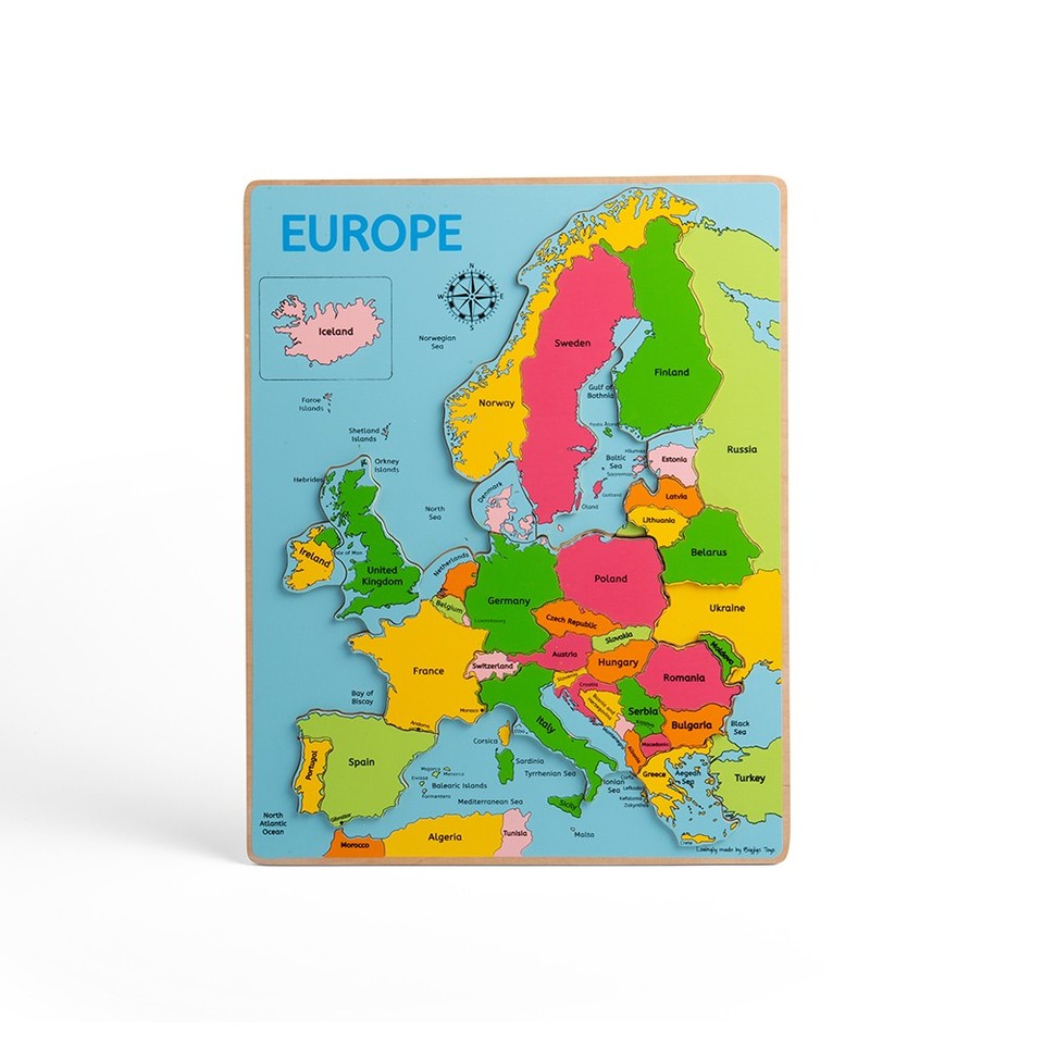 Bigjigs Toys Wooden Geography Europe Inset Jigsaw Puzzle Educational ...