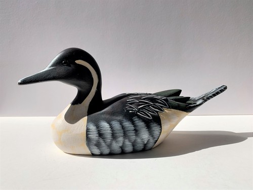 James Haddon (20th Century) Beautiful Carved Wood Signed Duck Sculpture ...