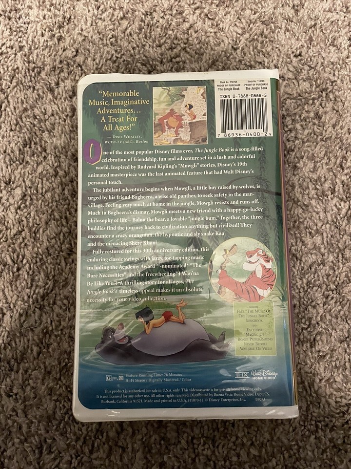 The Jungle Book (VHS, 1997, 30th Anniversary Limited Edition ...