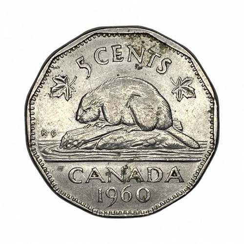 1960 Canada 5 Five Cent Beaver Dodecagonal Coin Queen Elizabeth II 1st ...