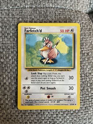 Farfetch'd Pokemon Card 27/102 Base Set 50 HP Rare 1995 Great Condition ...