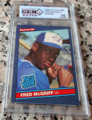 FRED MCGRIFF 1986 Donruss Rated Rookie Card RC GEM MINT 10 RARE HOF 493 ...