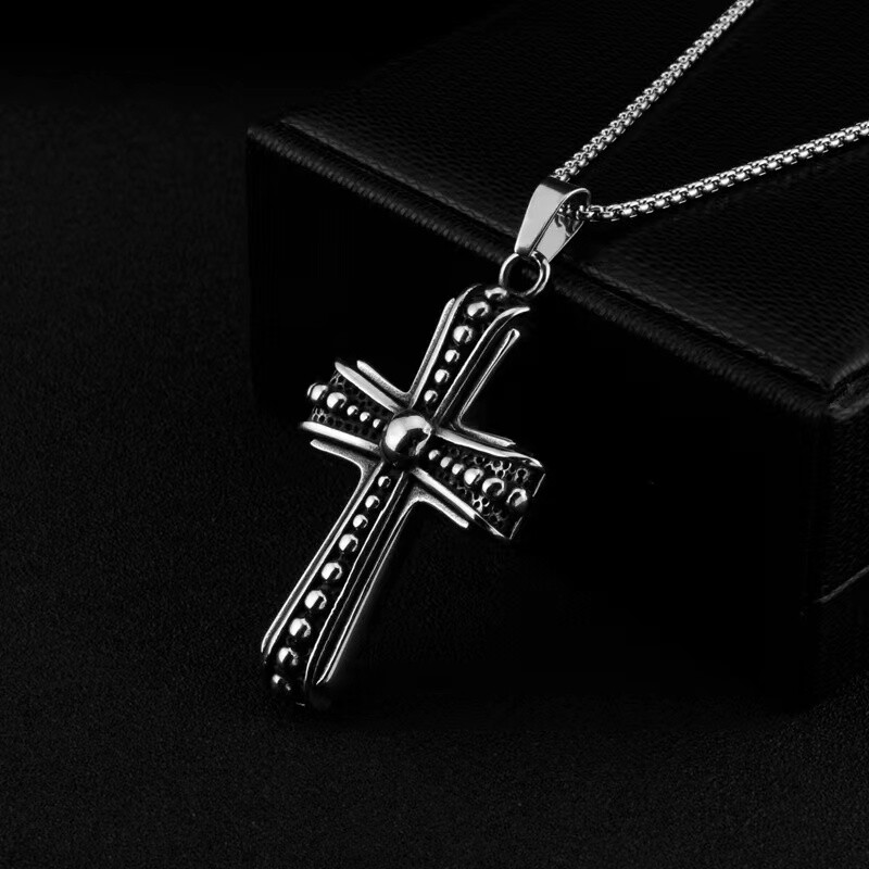 Men's Vintage Gothic Cross Pendant Necklace Christian Catholic Jewelry ...