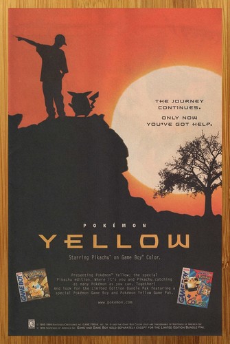 1999 Pokemon Yellow Game Boy Color GBC Print Ad/Poster Pikachu Promo ...