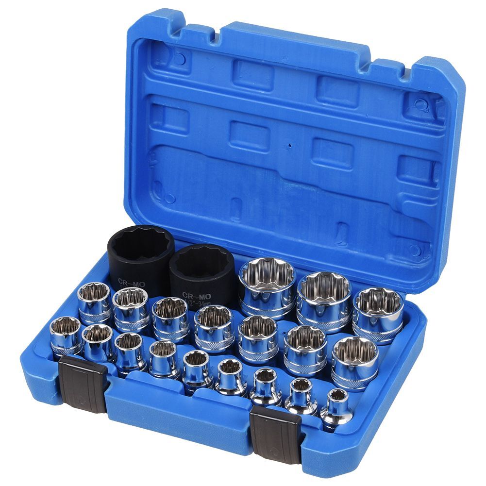 21PCS 1/2" Locking Wheel Nut Remover Socket Extractor Tool Set 8mm ...