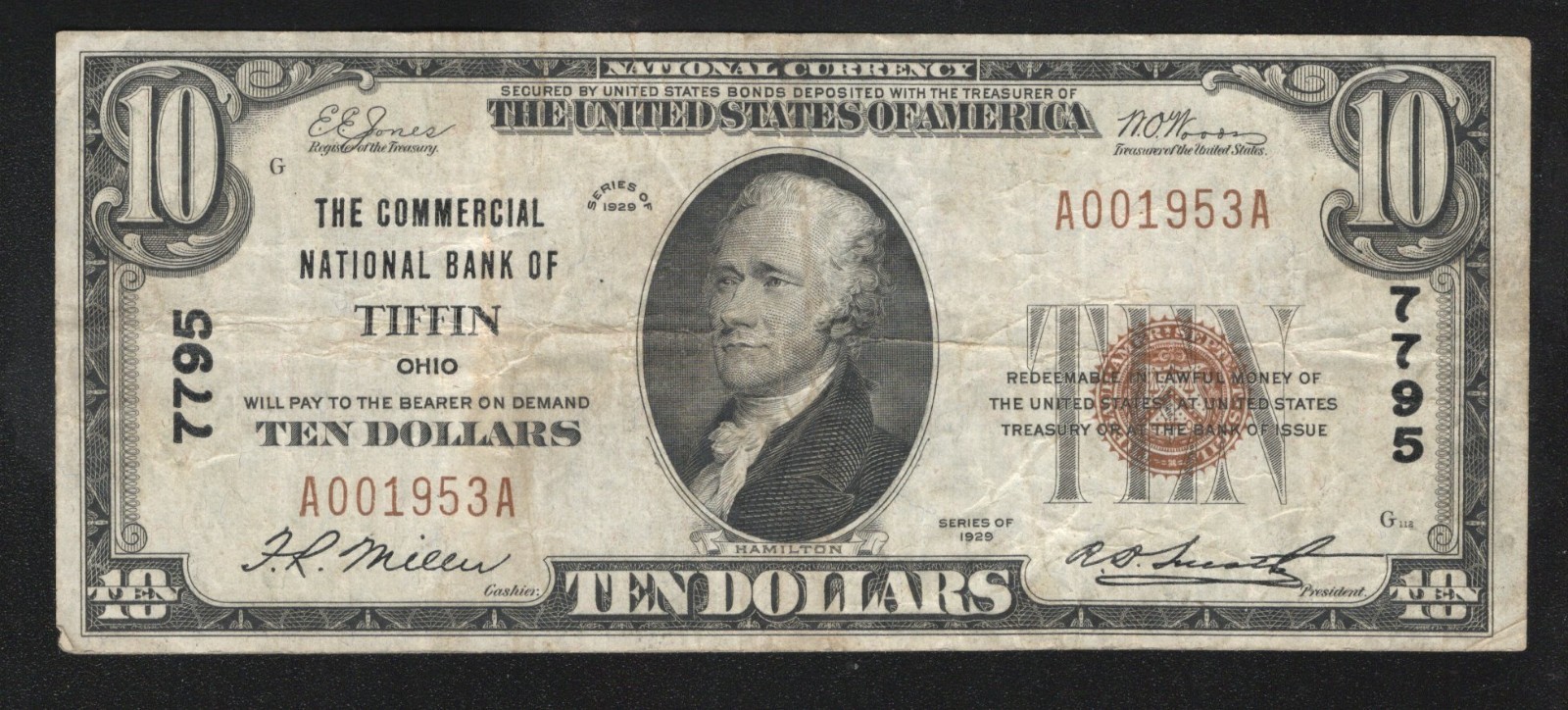 1929 $10 Tiffin, OH National Bank Note Seneca County Ohio 1953 | eBay