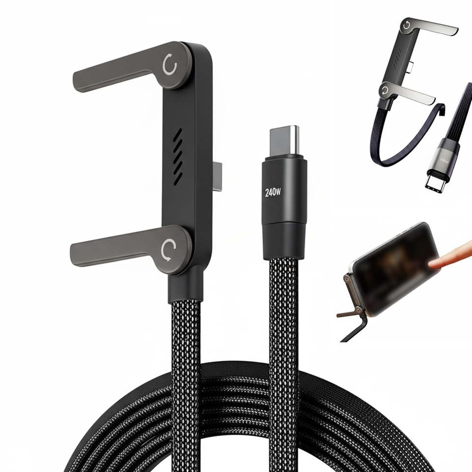 240w Fast Charging Foldable Bracket Data Cable with Built-in Holder ...