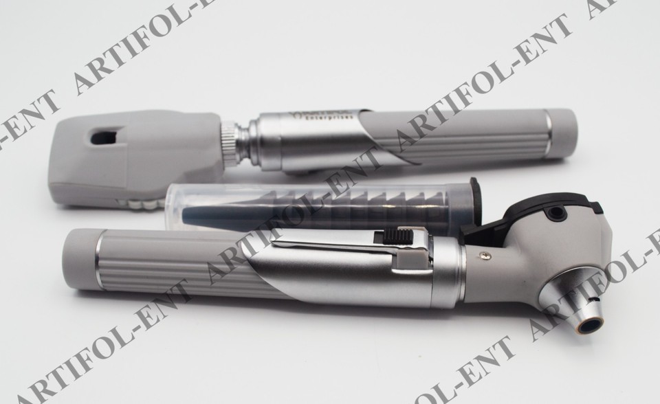 Fiber Optic Otoscope Ophthalmoscope Examination ENT Diagnostic Set Gray ...