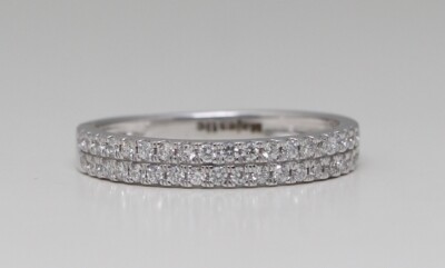 14k White Round Two Row Diamond Half-eternity Band (0.38 Ct G Si1 ...