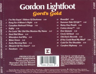 GORDON LIGHTFOOT - GORD'S GOLD NEW CD 75992722520| eBay