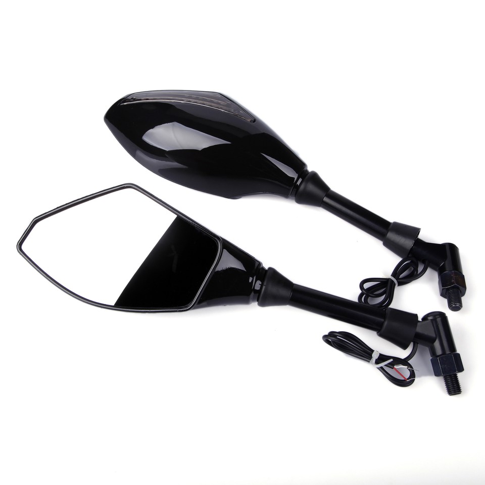 Motorcycle Rearview Mirrors w/ LED Turn Signals For Honda Grom MSX125 ...