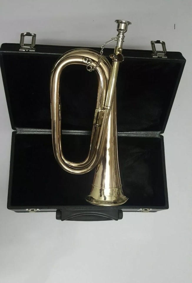New British Army Style Bb Bugle Tuneable Brass with Silver mouth piece ...