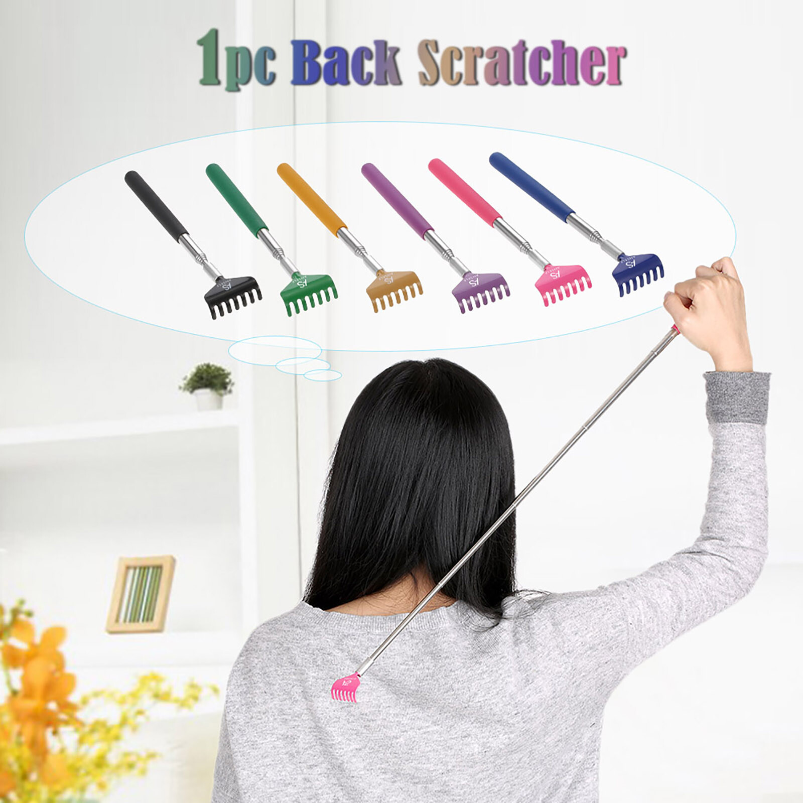 Anself Telescopic Back Scratcher Massager Metal Compact Extendable 5 ...