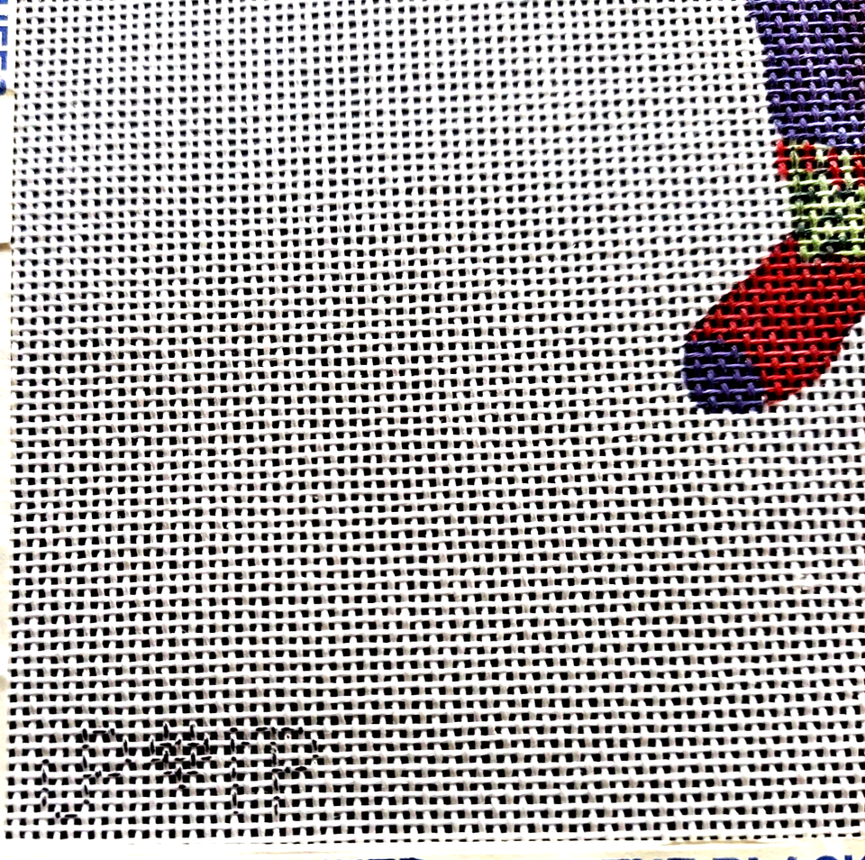 Hand Painted JP Needlepoint Canvas Red Hat Lady Frog Purple Dress Beads ...