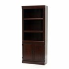 Cherry Finish 5 Shelf Bookcase Doors Bookshelf Book Case Shelves Hidden ...