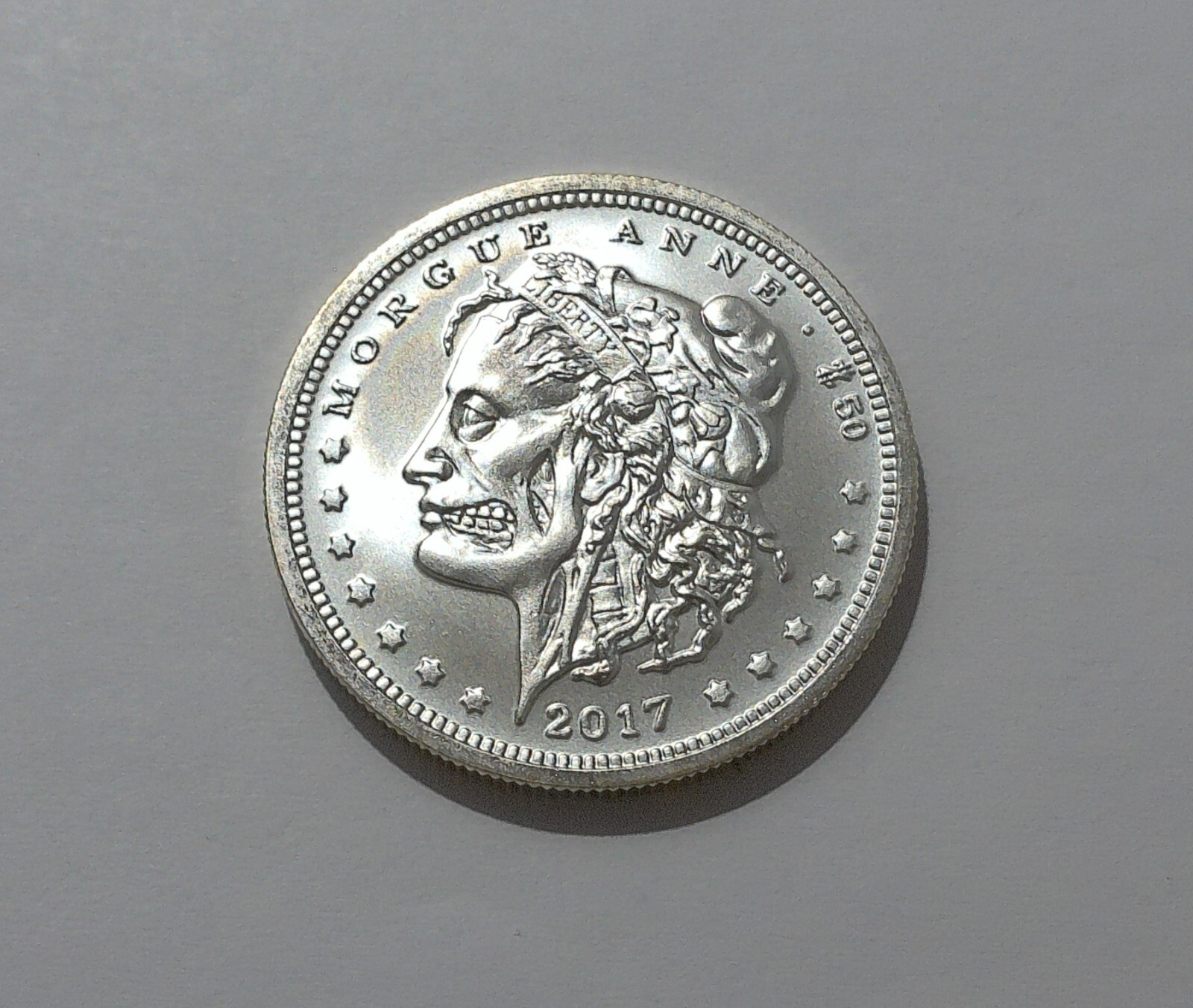 2017 Zombuck Morgue Anne 1 OZ .999 Fine Silver Copper Error Z50 Round ...