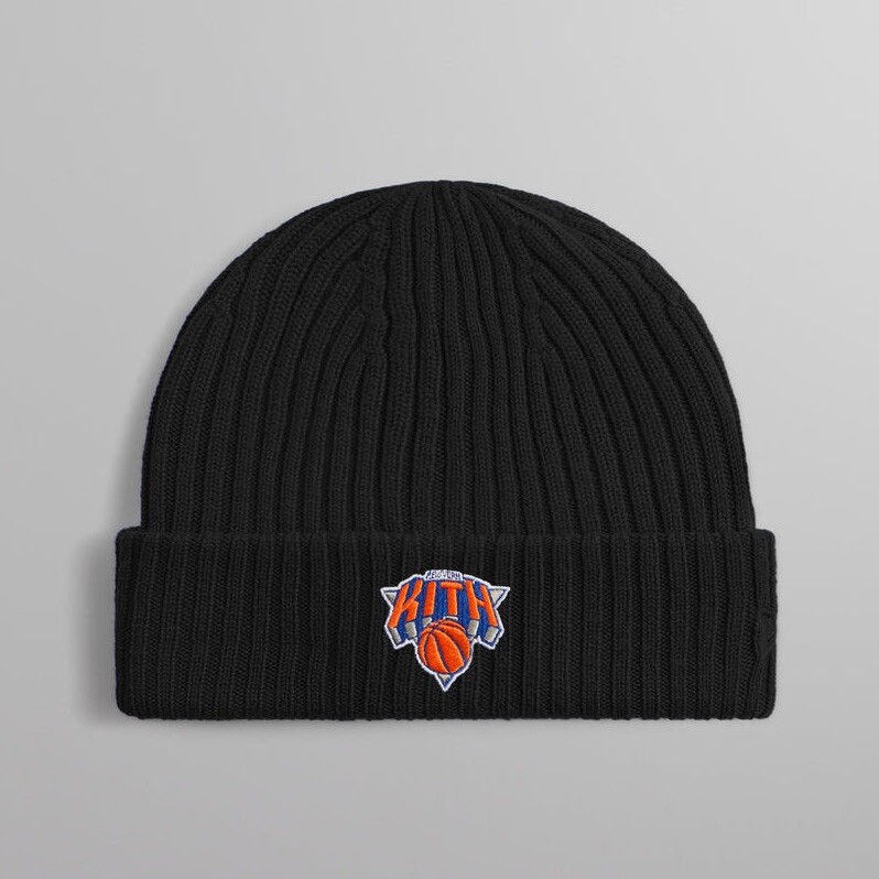 Kith for the New York Knicks Logo Beanie in Black Merino Wool Knit Hat ...