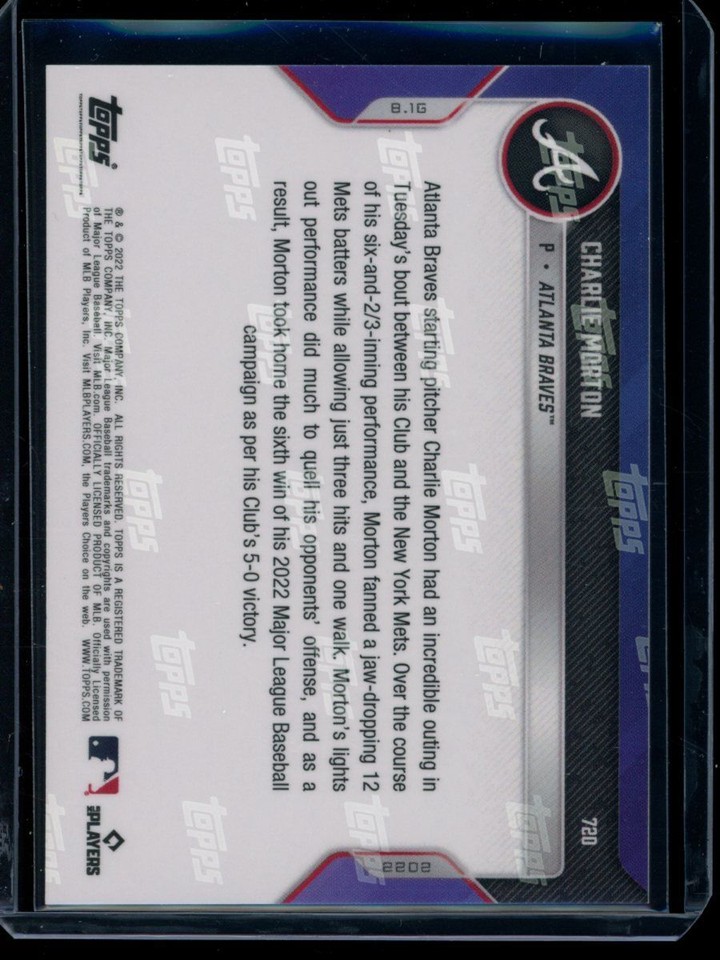 2022 Topps Now #720 Charlie Morton Blue Parallel Card #d 14/49 | eBay