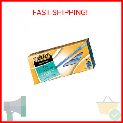 BIC Round Stic Xtra Precision Ballpoint Pen, Fine Point (0.8mm), Blue ...