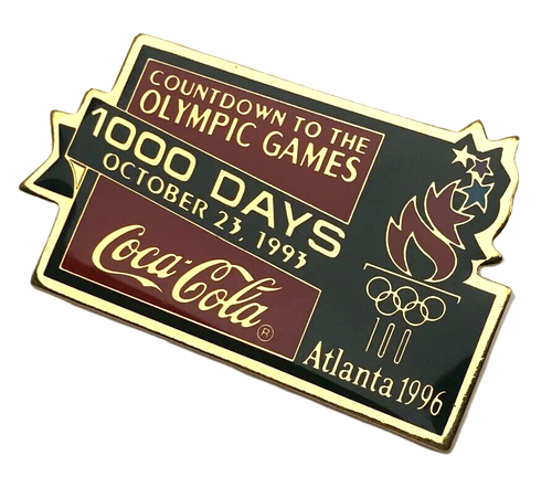 Vtg Olympic Games Atlanta Pin Coca Cola 1000 Days Countdown Torch 1996 ...