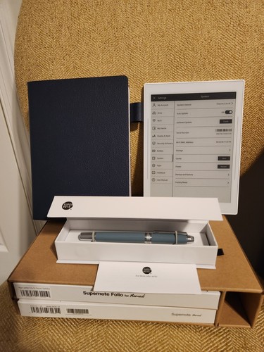 Supernote Nomad A6x2 | White | Dark Blue Vegan Leather Folio | HOM Pen ...