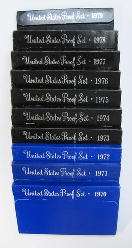 1970-1979 Lot of 10 US Mint Proof Sets Decade 57 Coins 40% Silver Kennedy OGP | eBay