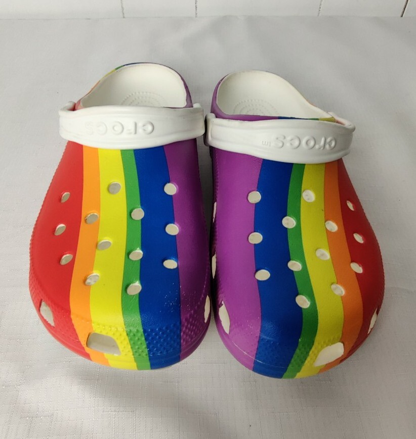 Crocs Rainbow Stripe Clogs Mens Size 8 Womens Size 10 !Note Description ...