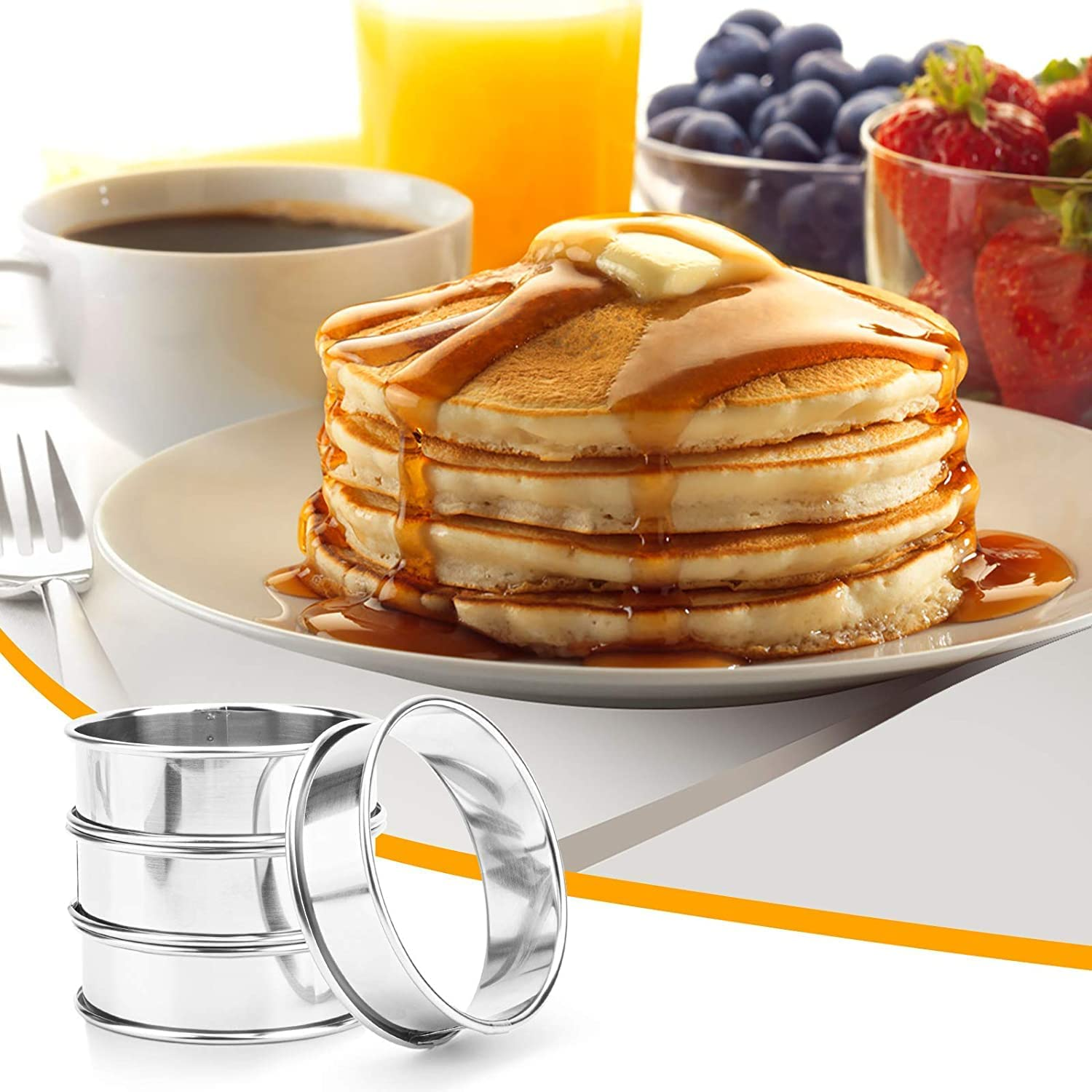 English Muffin Ring, Stainless Steel Crumpet Rings, Double Rolled Tart ...