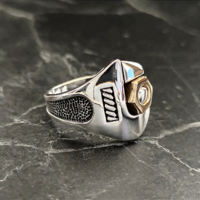 Silver Wrench Model Men's Ring , Repairman's Ring , Handmade Nut ...