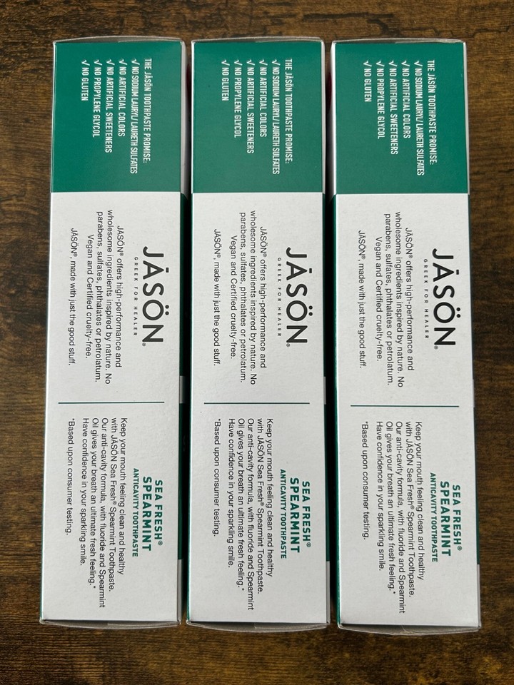 Jason Natural Powersmile Spearmint Toothpaste with Fluoride 3 Pack Ex ...