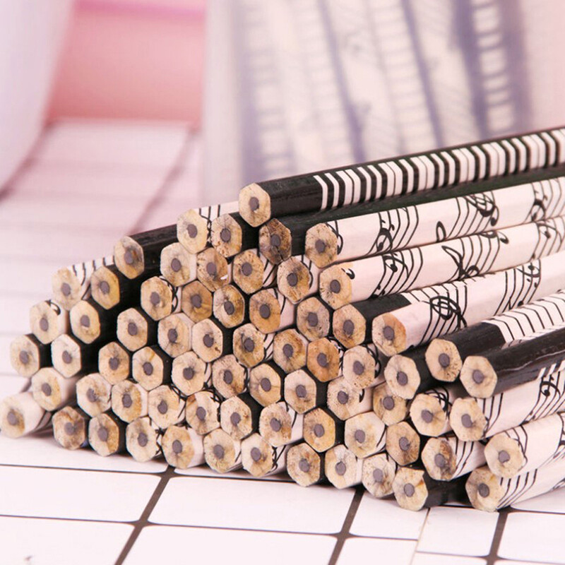 12Pcs Cute Music Notes Piano HB Wooden Standard Pencils Students ...