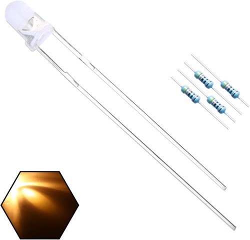 100pcs 3mm Warm White Lights LED Diodes Clear Round [04] / 611355167814 ...