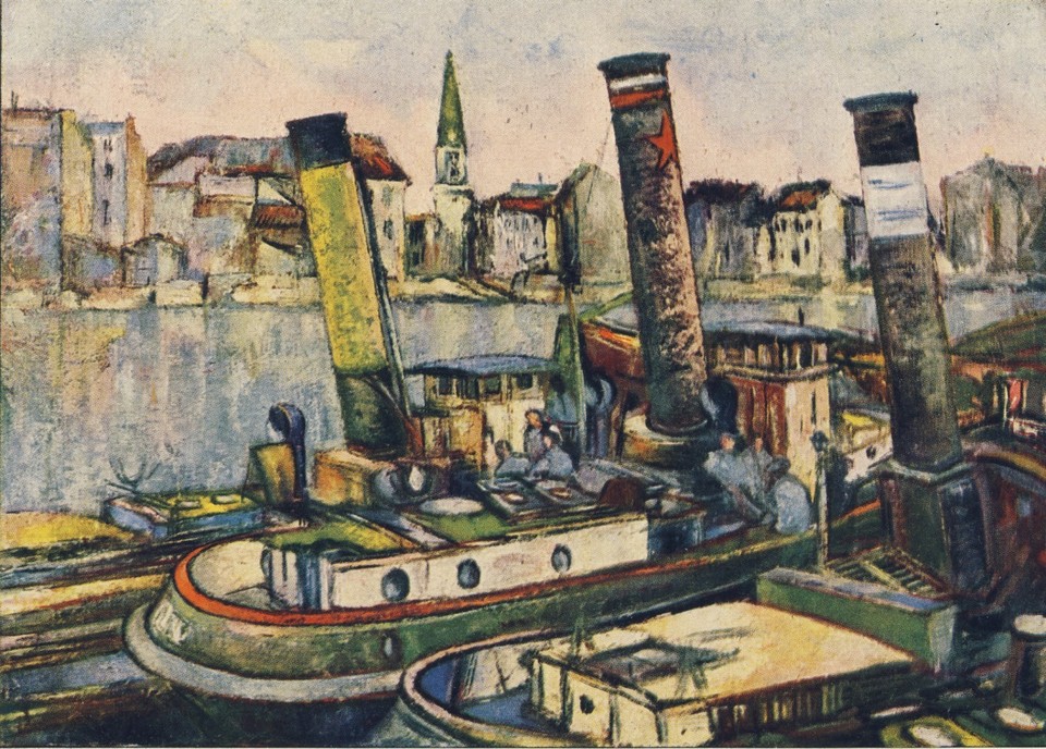 Ships at markish shore in Berlin 1934 art print by Albert J. Benkert ...
