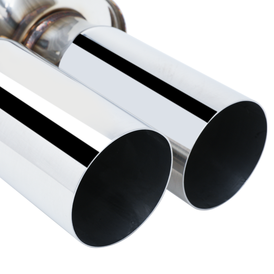 2.5"Inlet 3"Outlet Stainless Steel Chrome Straight Cut Dual Tip Exhaust ...