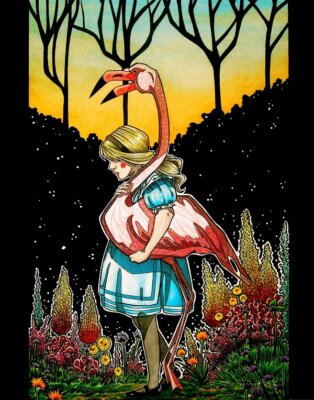 Gothic Alice in Wonderland FANTASY FAN ART Alice & flamingo croquet ...