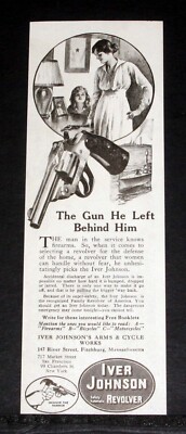 1918 OLD MAGAZINE PRINT AD, IVER JOHNSON REVOLVER, THE GUN HE LEFT ...