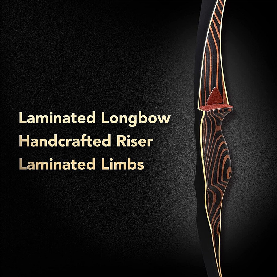 20-70LBS 54" Handmade Wooden Longbow RH Traditional Archery Recurve Bow ...