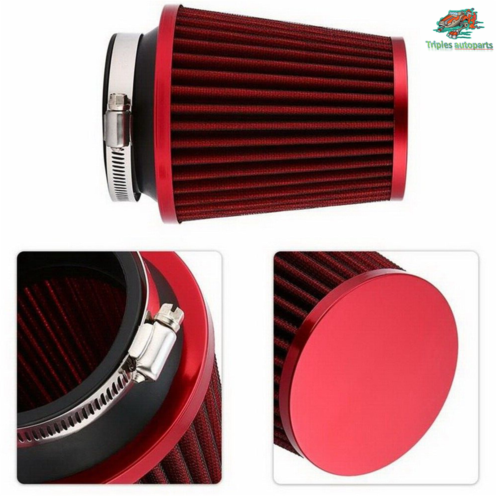 76mm 3" Cold Air Intake Cone Replacement High Flow Inlet Cleaner Dry ...