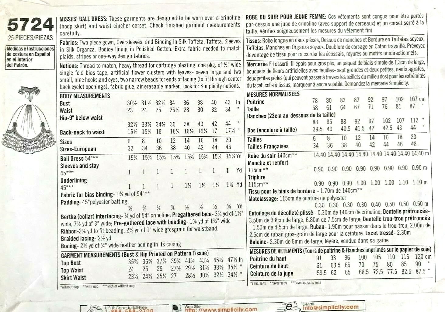 Simplicity Misses' Ball Dress Pattern 5724 Size 6-12 UNCUT | eBay