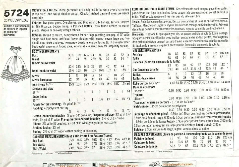 Simplicity Misses' Ball Dress Pattern 5724 Size 6-12 UNCUT | eBay