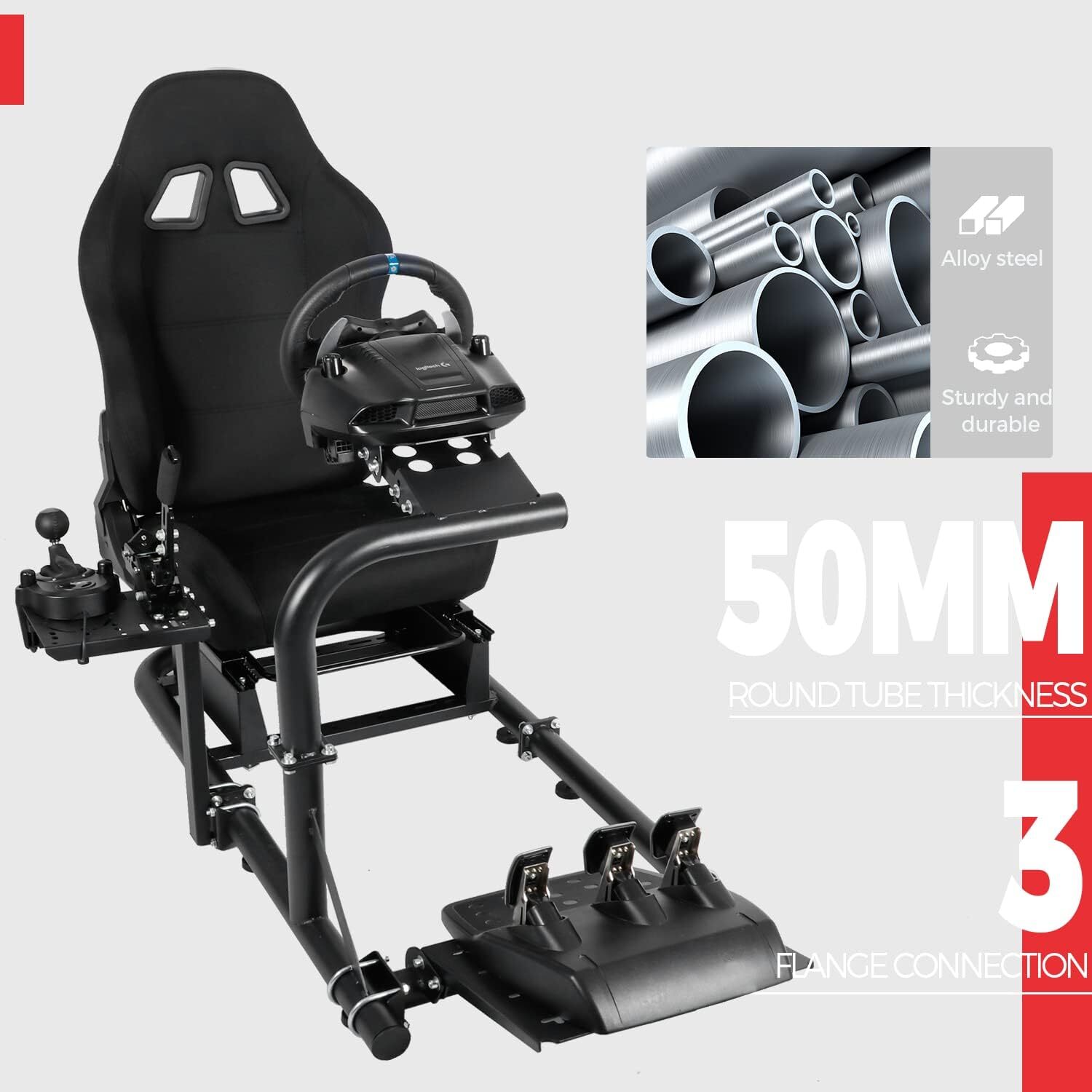 VEVOR Racing Simulator Cockpit Gaming Chair W/ Steering