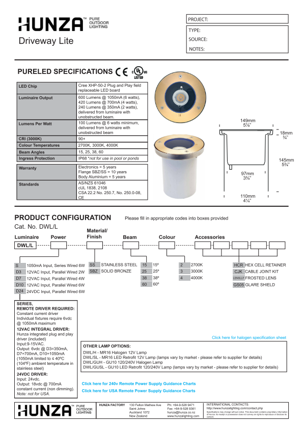 Hunza Driveway Lite PureLED Series Solid Bronze/Stainless Steel | eBay