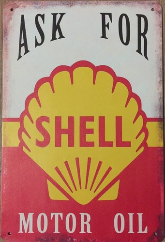 SHELL Tin Metal Sign Rustic Look ..GARAGE- MAN CAVE . PUB- BAR-. AU ...