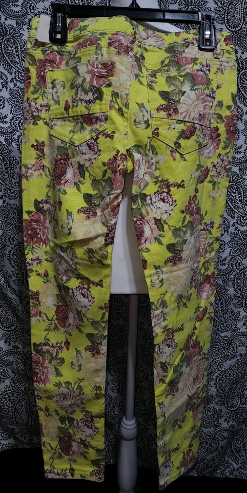 Vanilla Star Floral Jeans Size 9 Yellow Cottage Core Festival Fairy ...