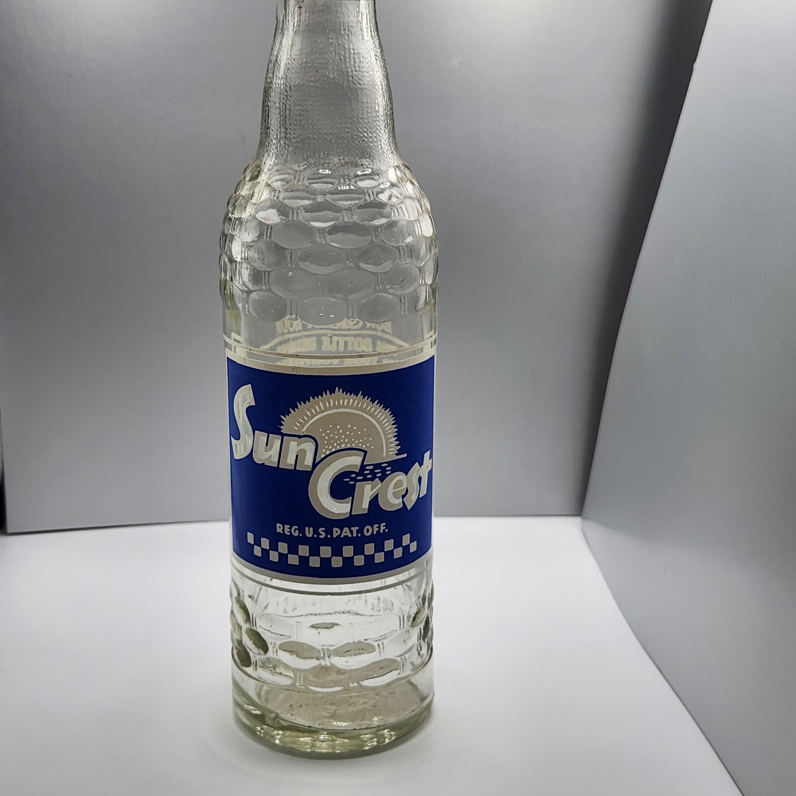 VINTAGE 1952 SUN CREST SODA GLASS BOTTLE 10 OZ PAINTED LABEL ATLANTA ...