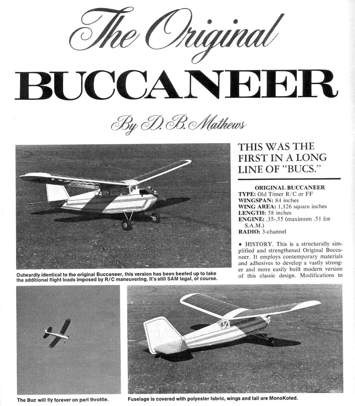 Model Airplane Plans (FF-RC): BUCCANEER 84 - 84"ws for .35-.55ci by Doc ...