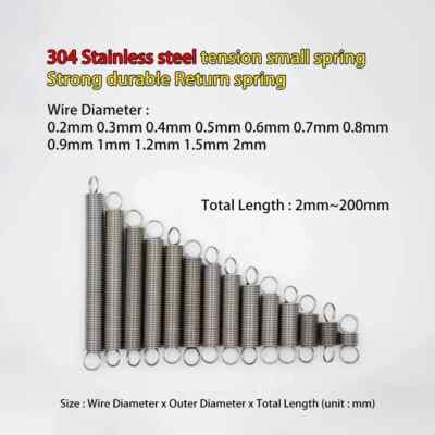 1.2mm WD 304 Stainless steel Small tension springs Extension spring ...