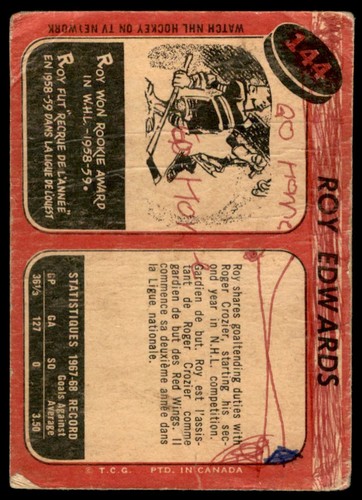 1967-68 O-Pee-Chee Roy Edwards Detroit Red Wings #144 | eBay